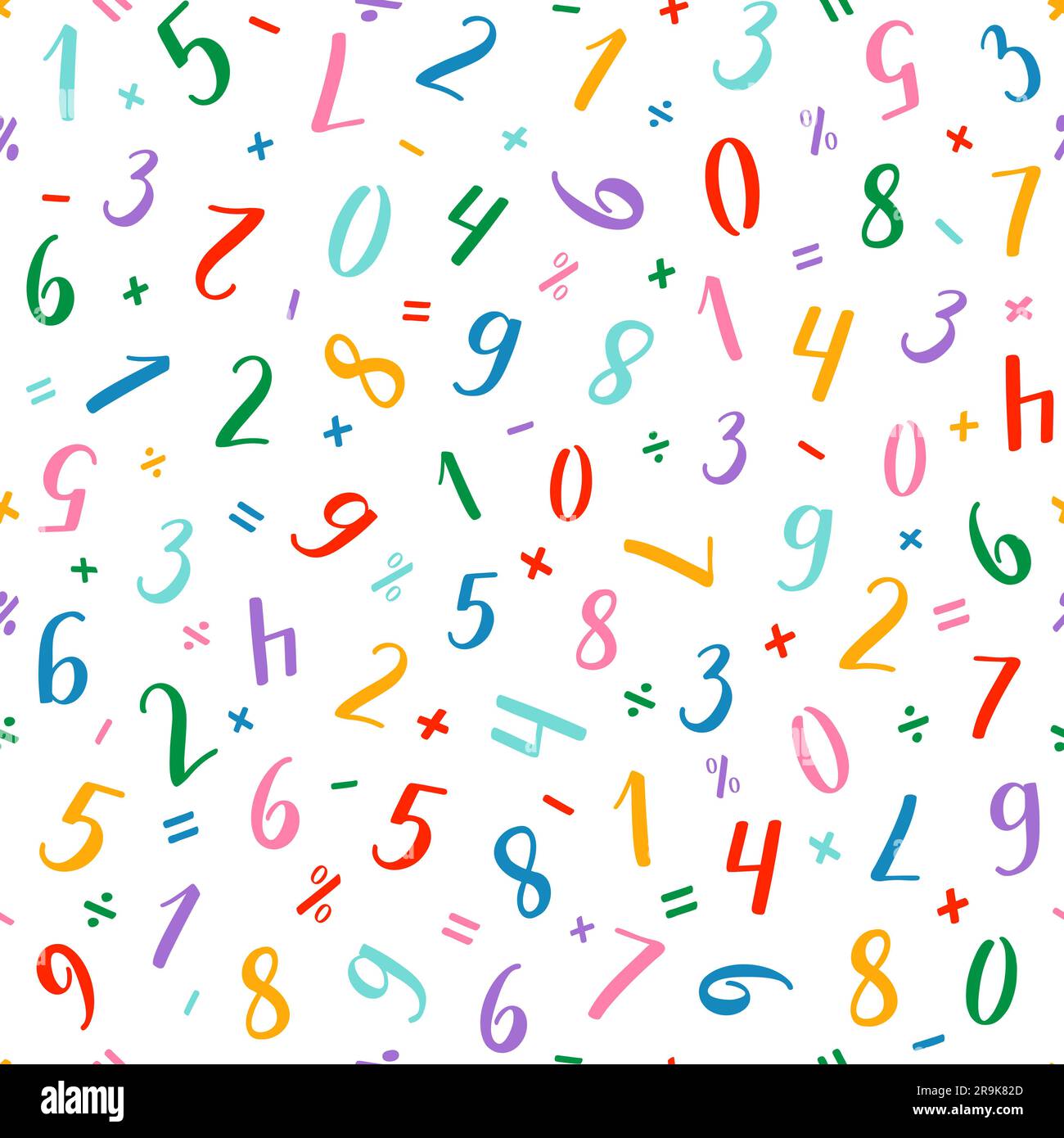 Numeral vector seamless pattern. Handwritten lettering modern brush ...