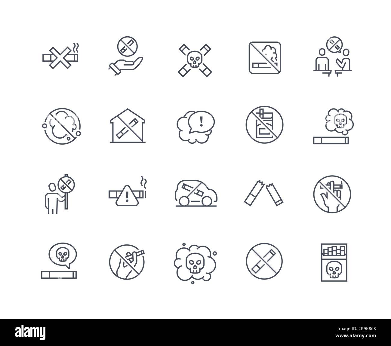 No smoking icons outline set Stock Vector Image & Art - Alamy