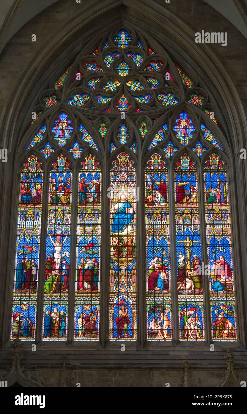Stained glass window in the south transept. Chichester Cathedral ...