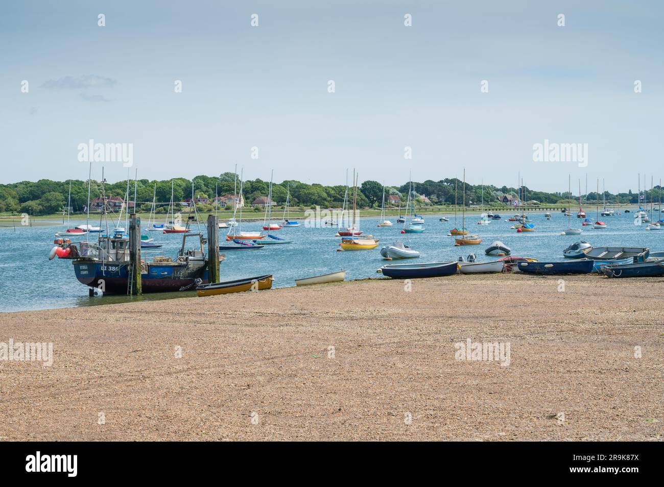 Boats moored in Chichester Harbour Conservancy area at West Itchenor ...