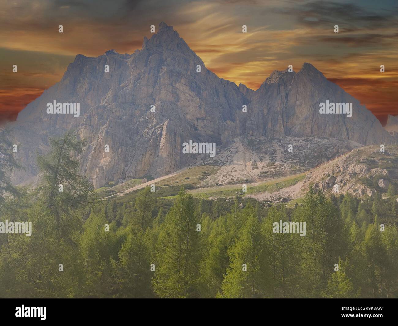 Dolomites mountains in the north of Italy at sunset Stock Photo - Alamy