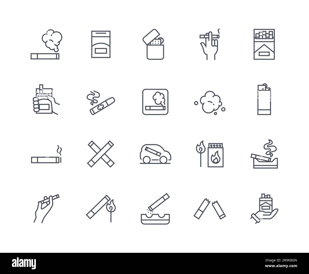 Smoking icons outline set Stock Vector Image & Art - Alamy