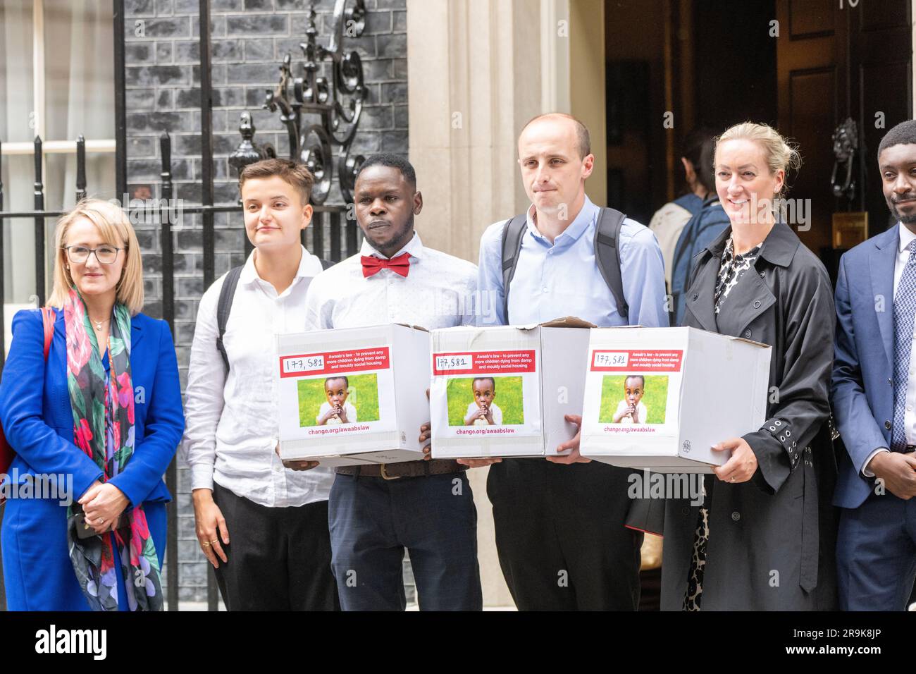 London, UK. 27th June, 2023. The petition for Awaab's Law, to prevent ...