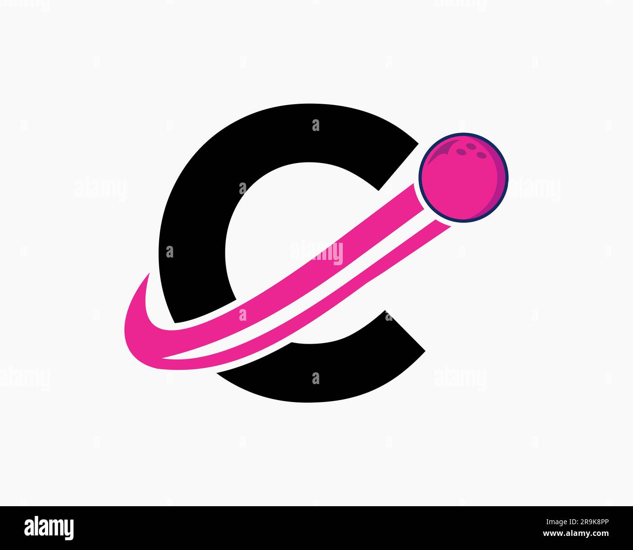 Letter C Bowling Logo. Bowling Ball Symbol With Moving Ball Icon Stock ...