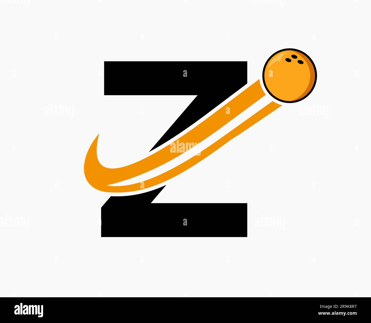 Letter Z Bowling Logo. Bowling Ball Symbol With Moving Ball Icon Stock ...