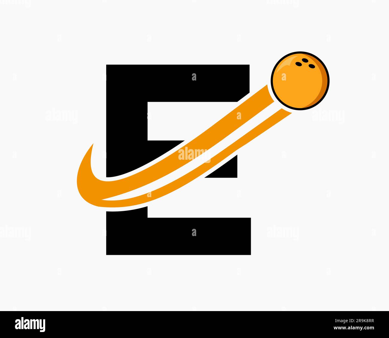 Letter E Bowling Logo. Bowling Ball Symbol With Moving Ball Icon Stock ...