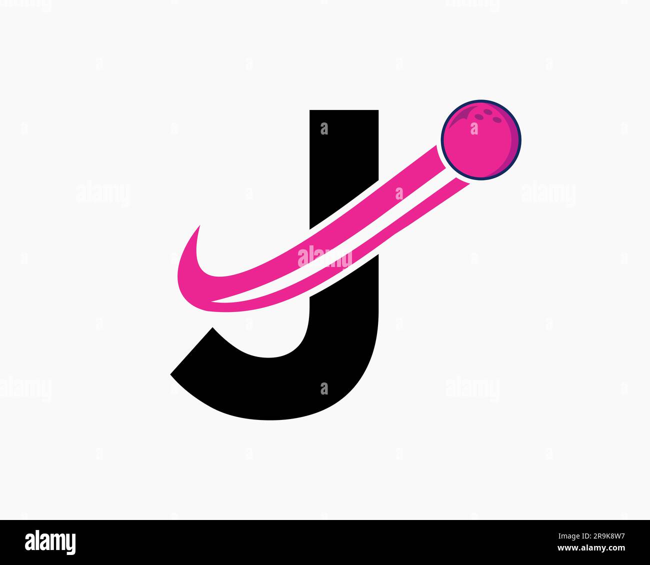 Letter J Bowling Logo. Bowling Ball Symbol With Moving Ball Icon Stock ...