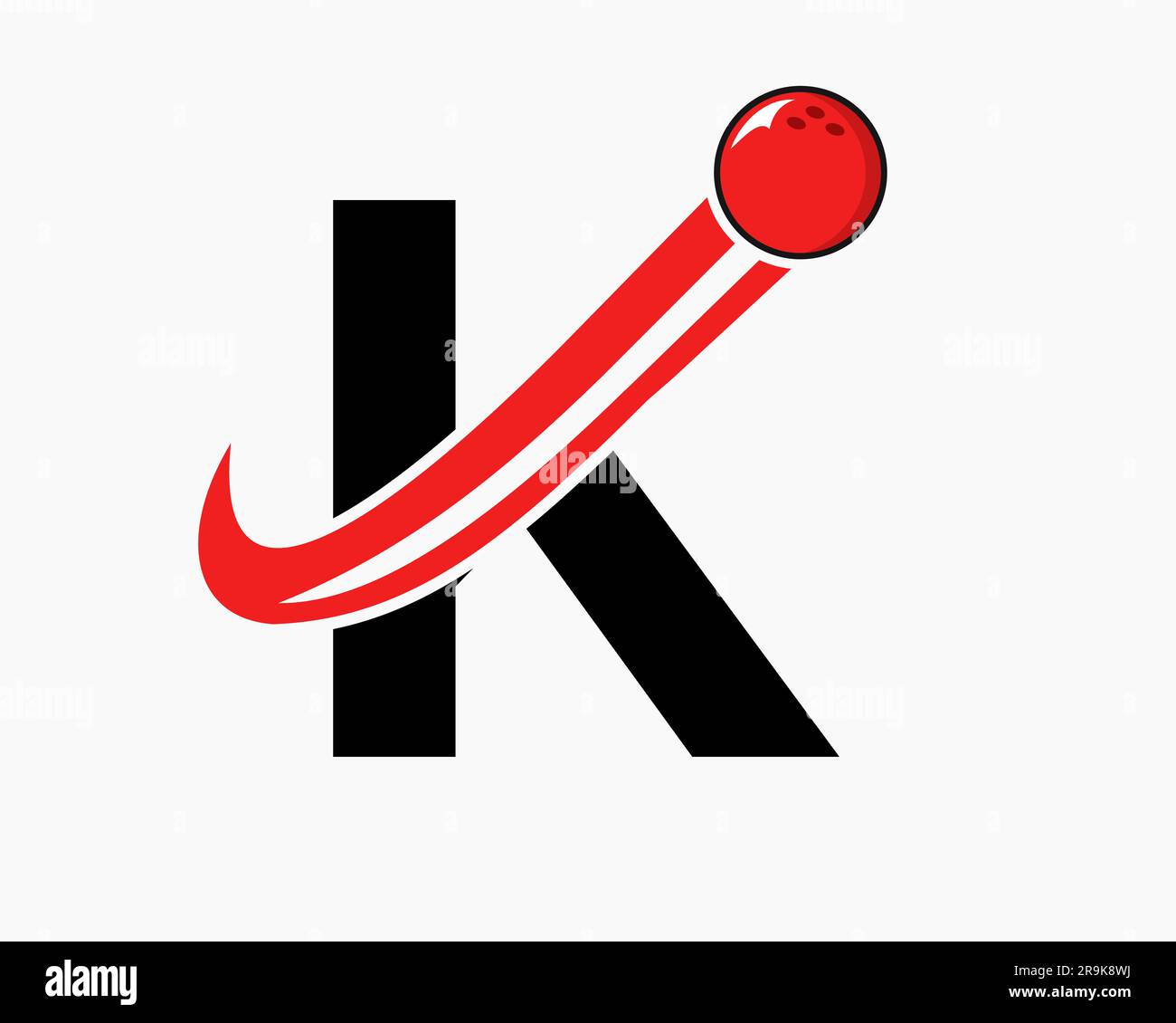 Letter K Bowling Logo. Bowling Ball Symbol With Moving Ball Icon Stock ...