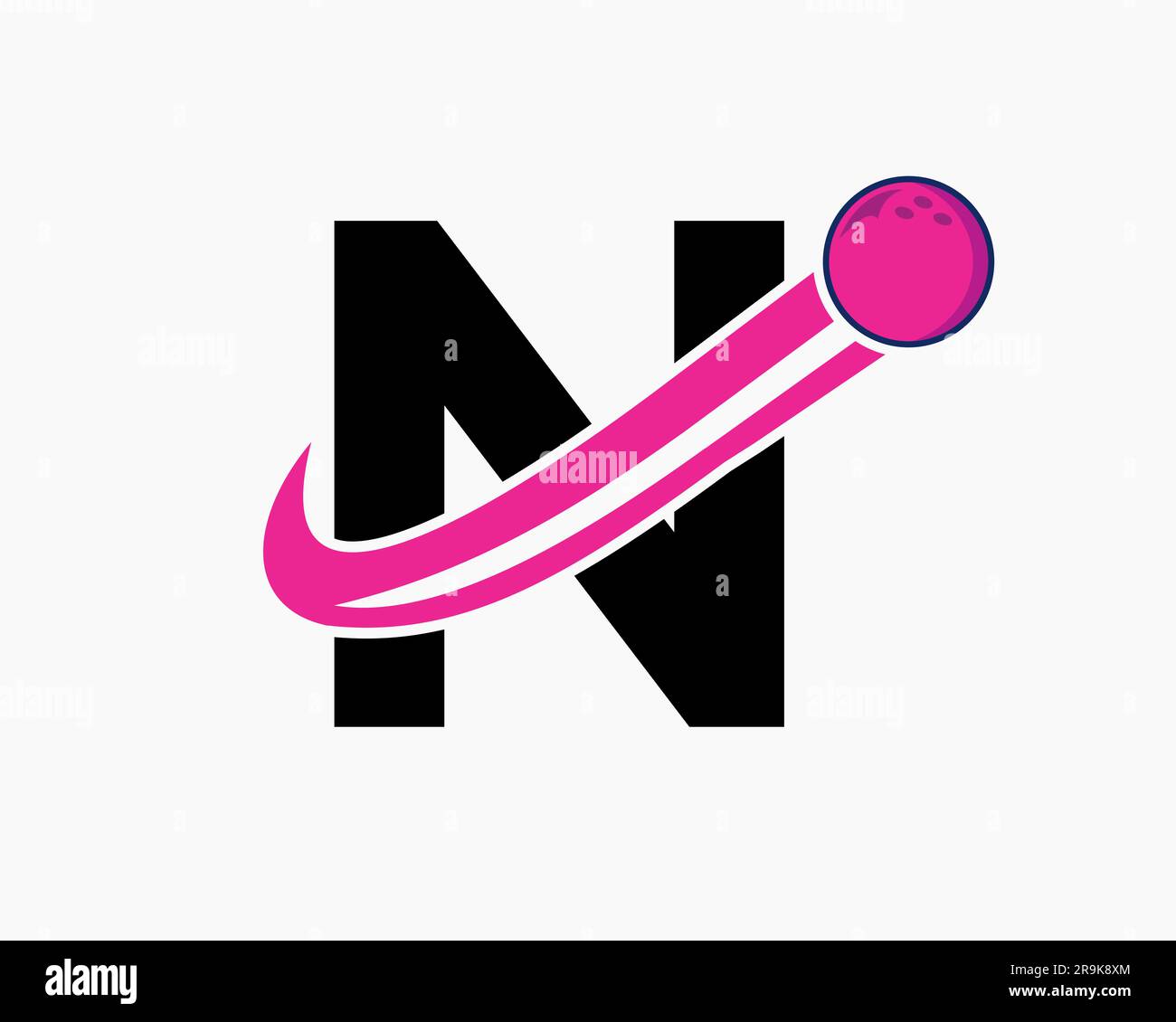 Letter N Bowling Logo. Bowling Ball Symbol With Moving Ball Icon Stock ...