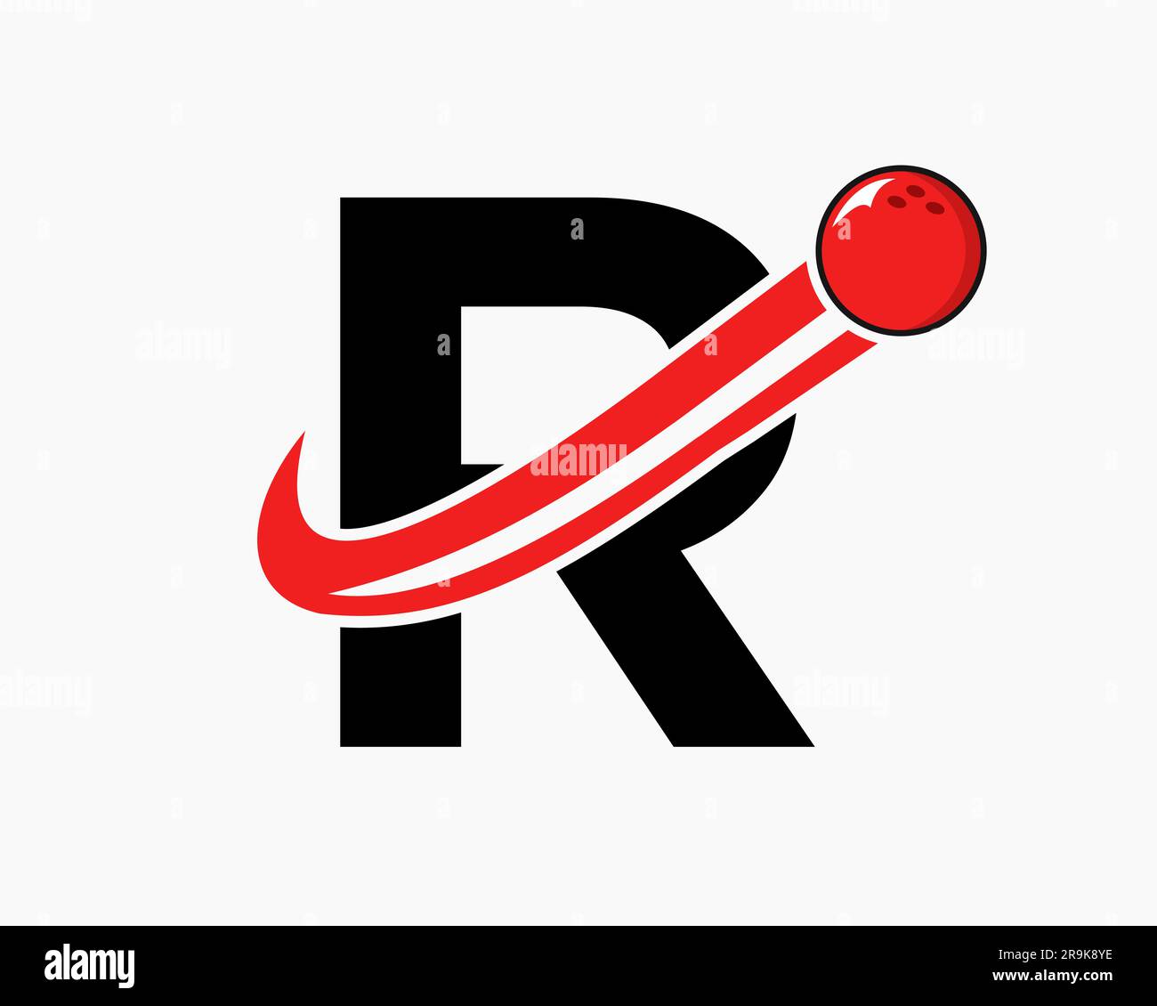 Letter R Bowling Logo. Bowling Ball Symbol With Moving Ball Icon Stock ...