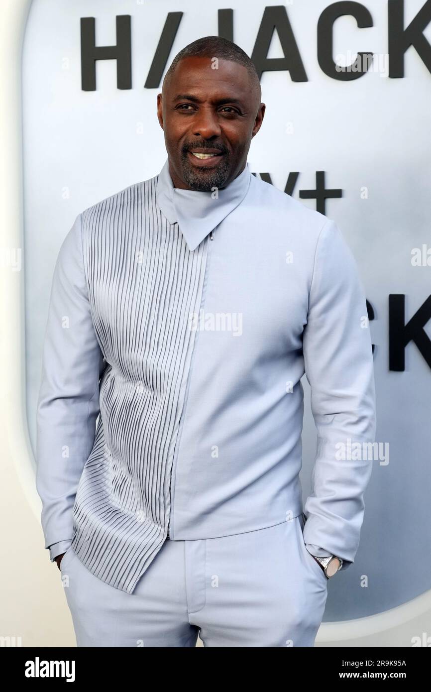 Idris Elba attending the world premiere of Apple TV+ series Hijack, at ...