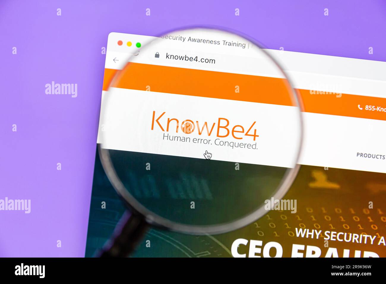 Ostersund, Sweden - Mars 15 2023: KnowBe4 homepage on a computer screen. KnowBe4 is a security ...