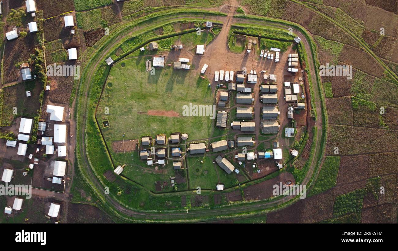 An aerial view of farmlands in a rural area in Democratic Republic of ...
