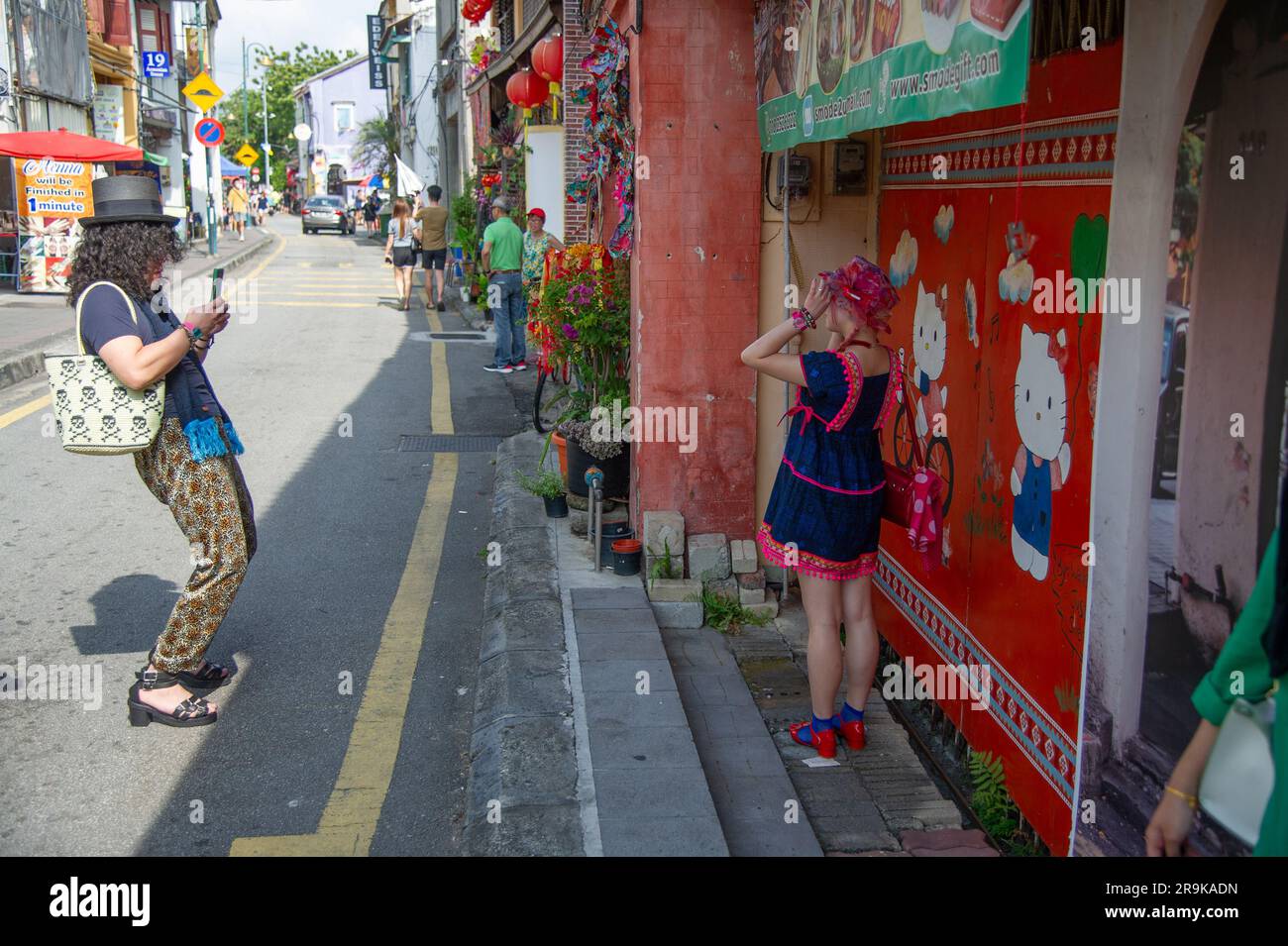 February 25 2023- George Town -Penang-Malaysia-Many tourists visit the Old Town for the murals ...