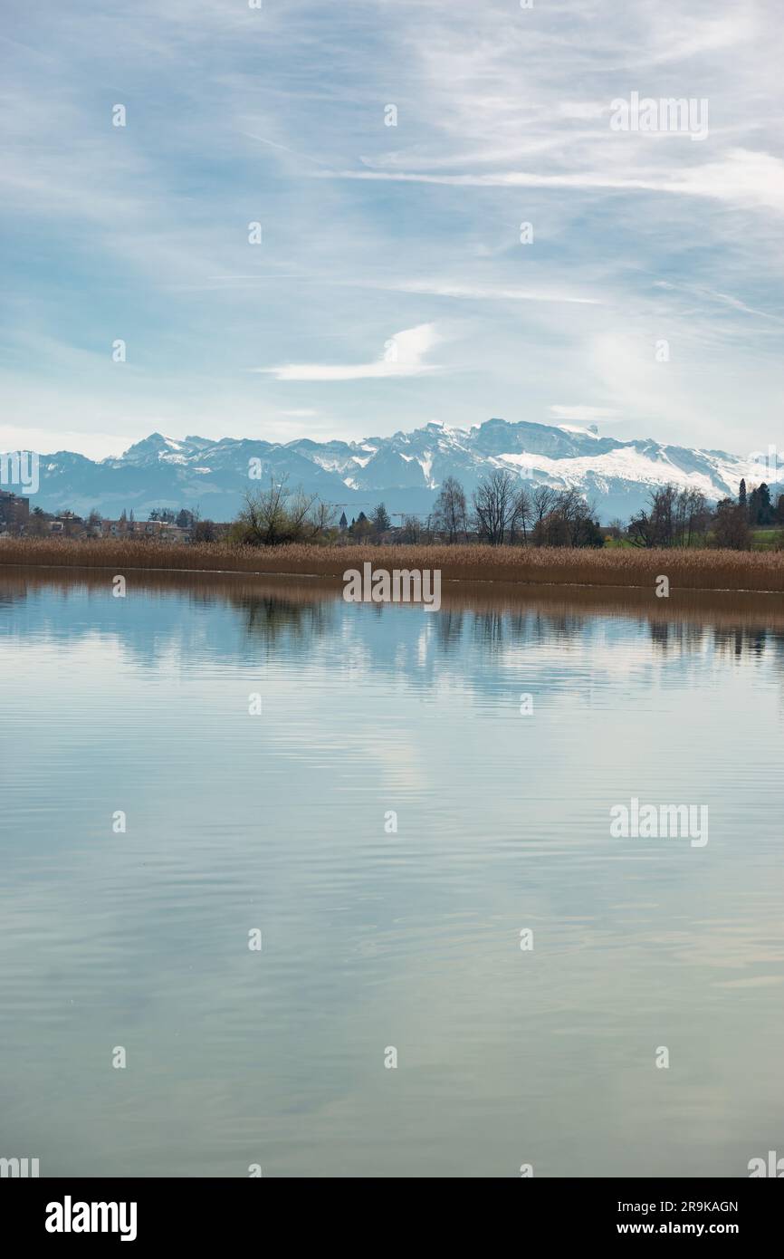 Pfaeffikon, Canton Zurich, Switzerland, April 10, 2023 Stunning view ...