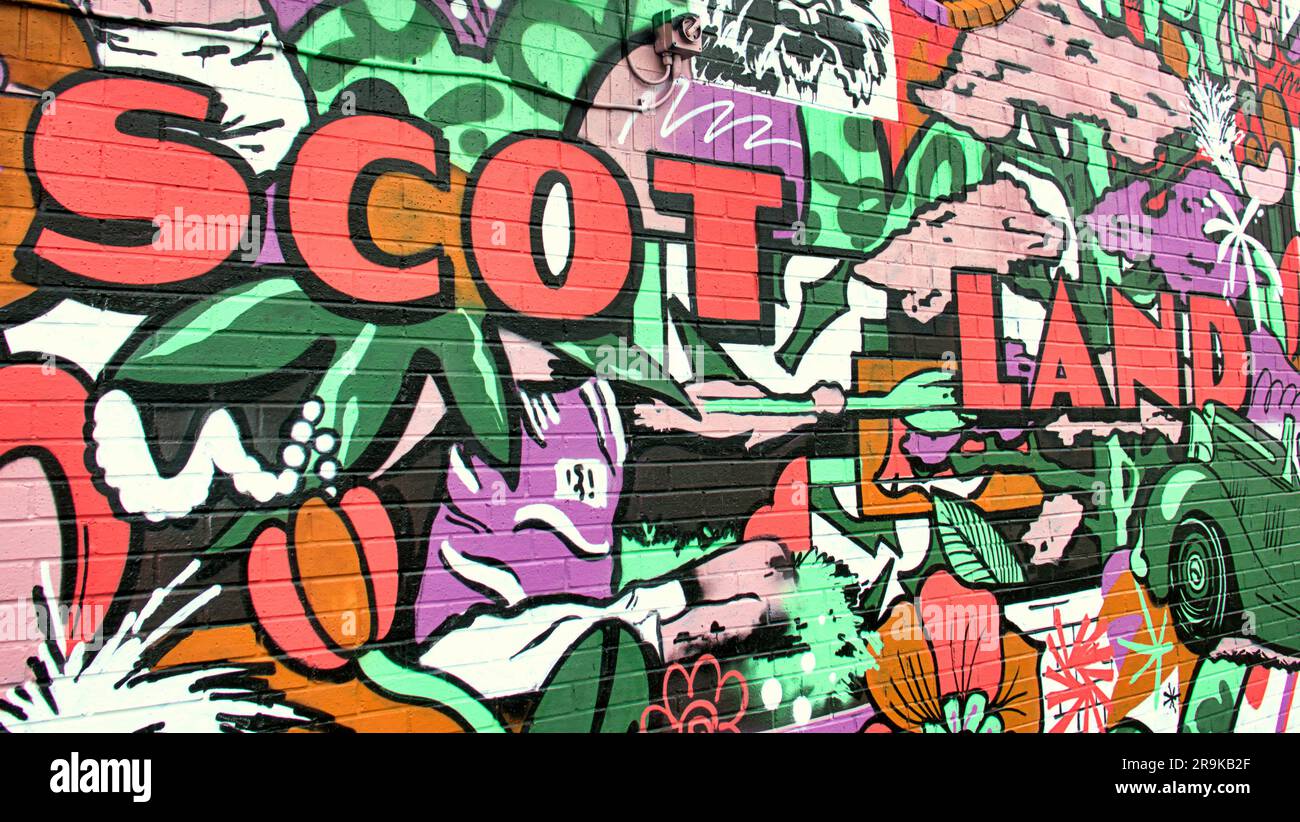 yardworks scotland graphic on wall railway arches Stock Photo - Alamy