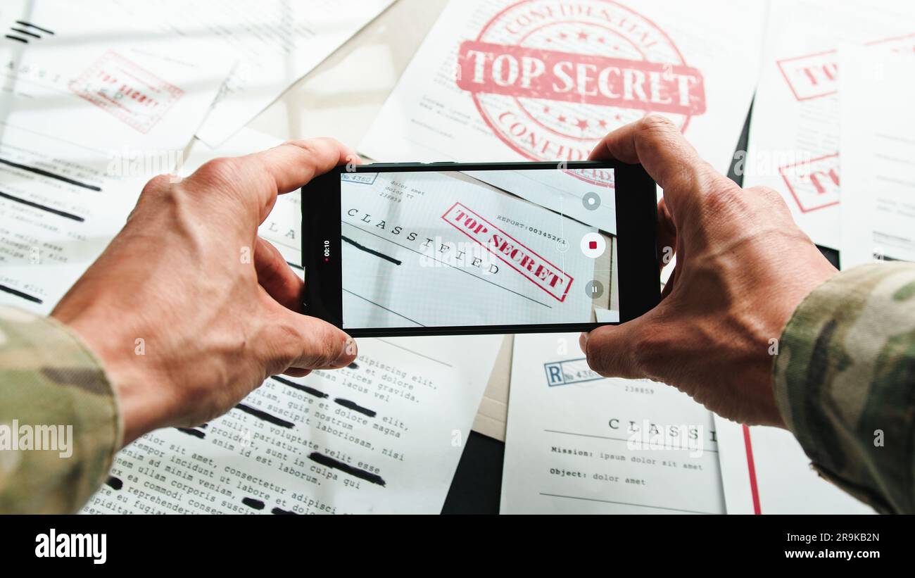 Recording Top Secret Documents. Pov View Stock Photo - Alamy