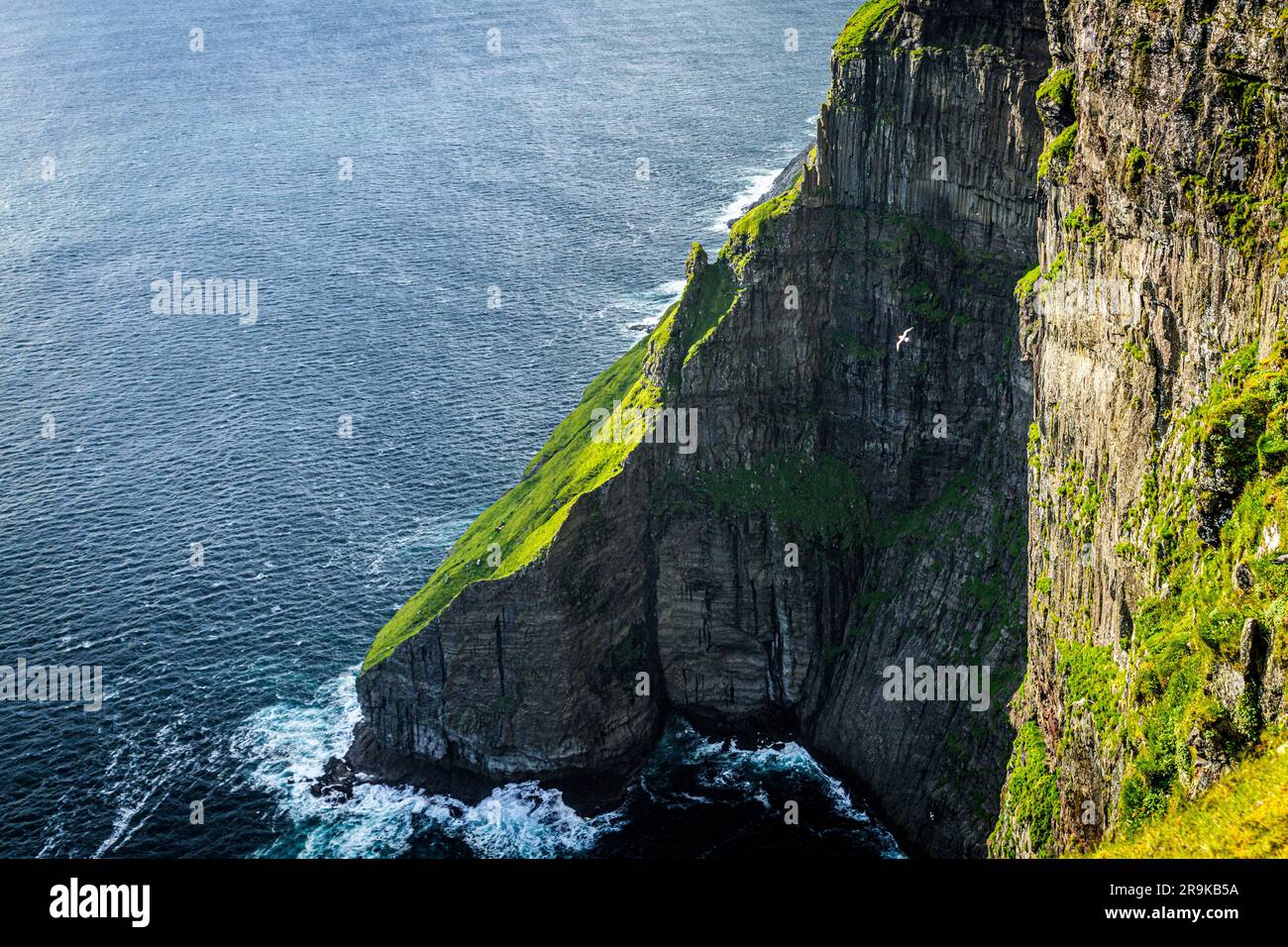 Majestic rocks of cliffs eroded by wind, Nordradalur, Streymoy Island ...