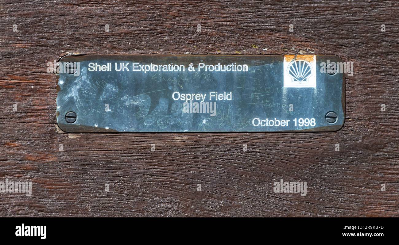 Shell UK Exploration and Production Osprey Field 1988 plaque on public ...