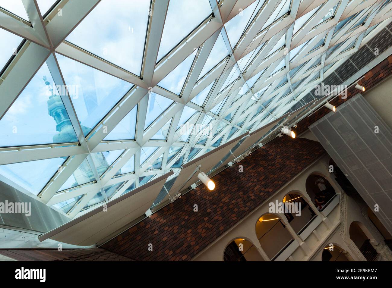 Glass roof with triangles used in logo of 'Muzeumnegyed' (Museum ...