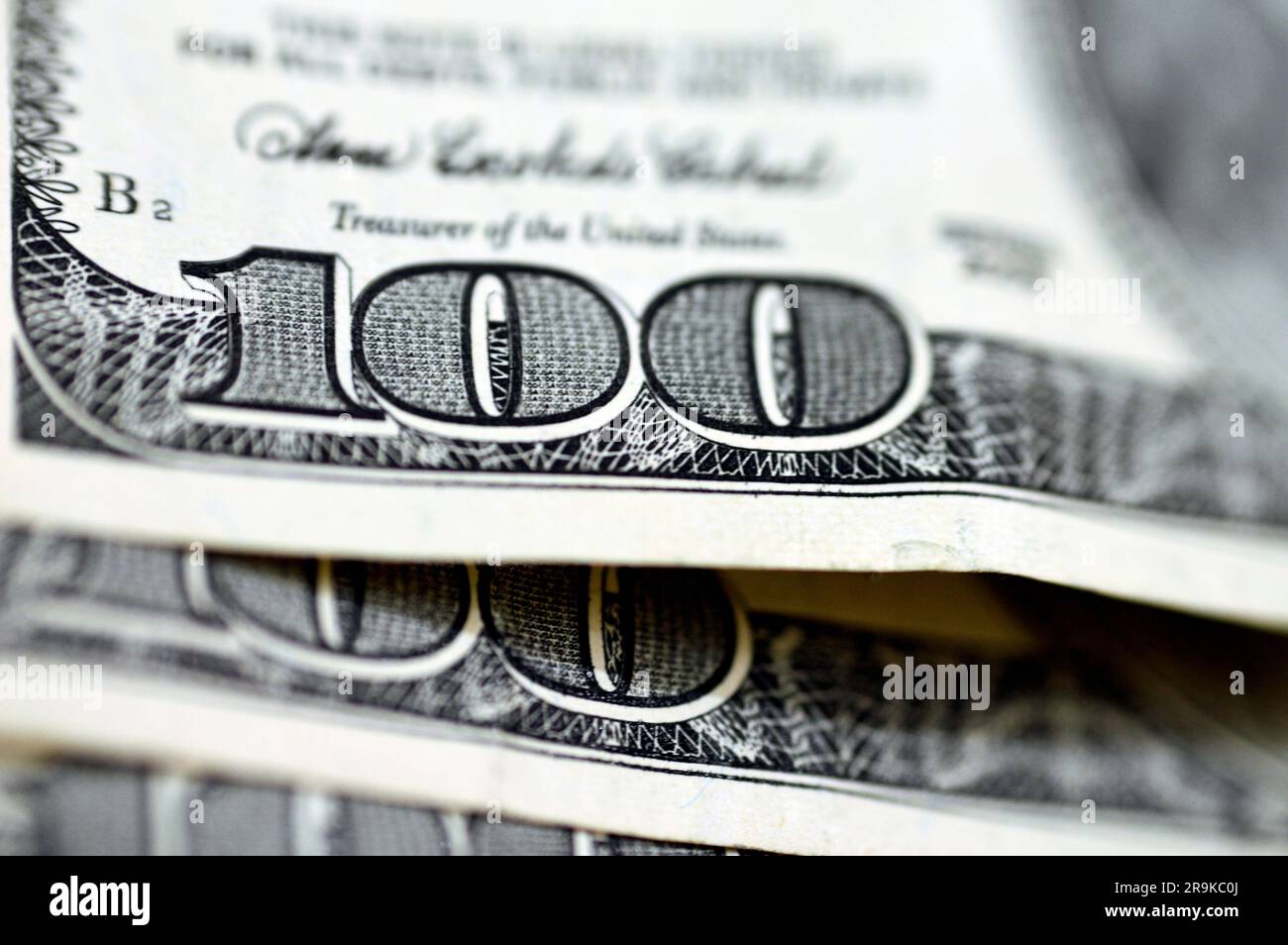 closeup 100 one hundred dollar banknote currency cash money old series ...