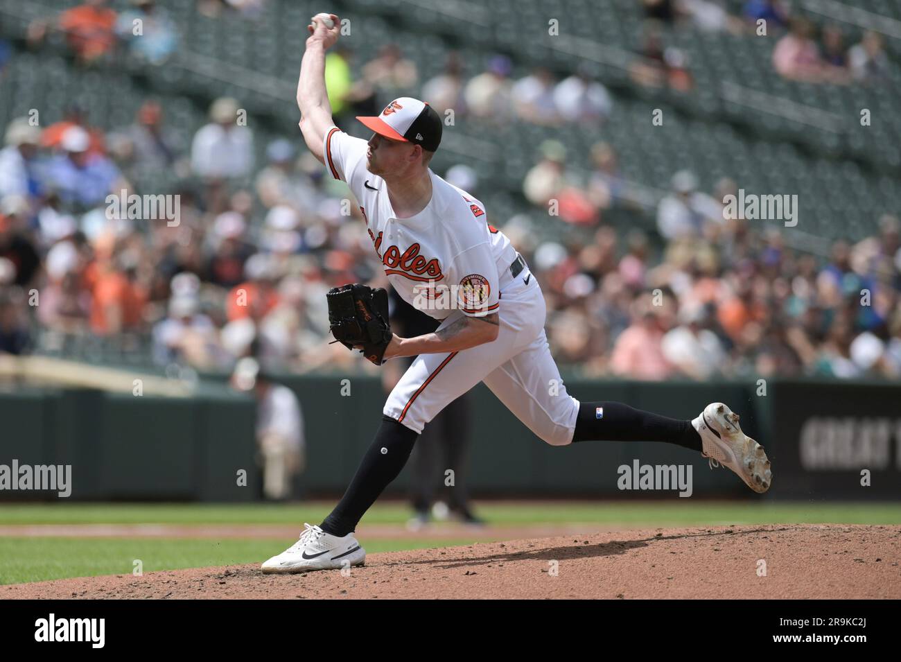 Baltimore Orioles starting pitcher Kyle Bradish throws a pitch during a ...