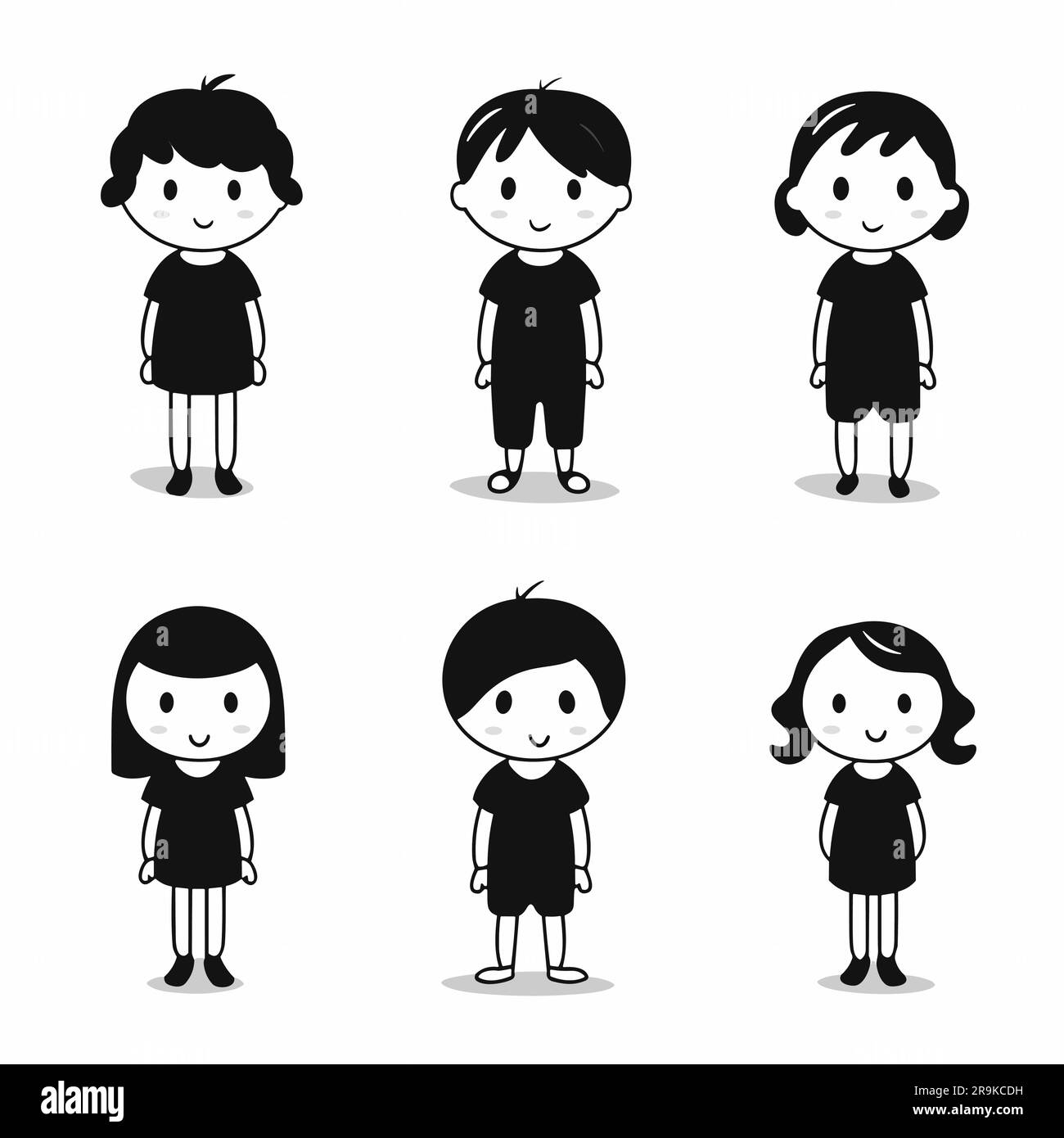 Cartoon outline emotions vector art Black and White Stock Photos ...