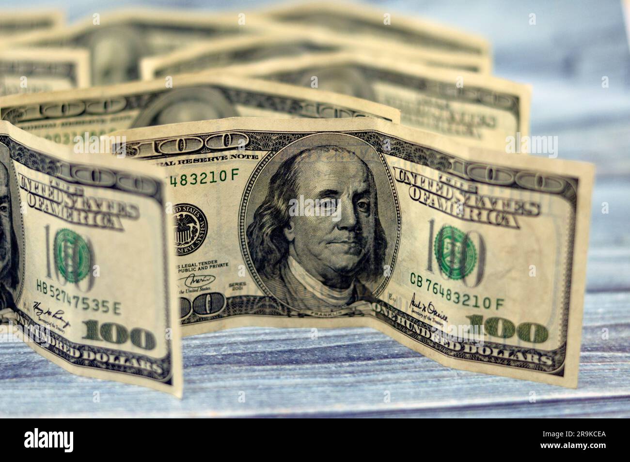 pile of 100 one hundred dollar banknote currency cash money old series ...