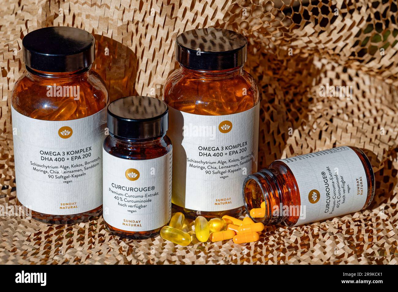 Berlin, Germany - June 27, 2023: Bottles with dietary supplements made ...