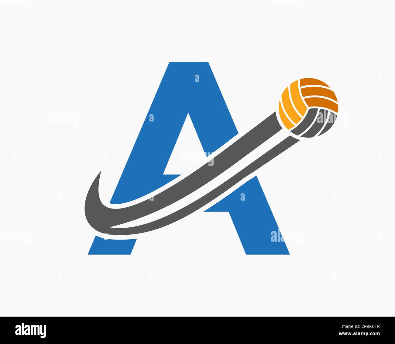 Letter A Volleyball Logo Concept With Moving Volley Ball Icon ...