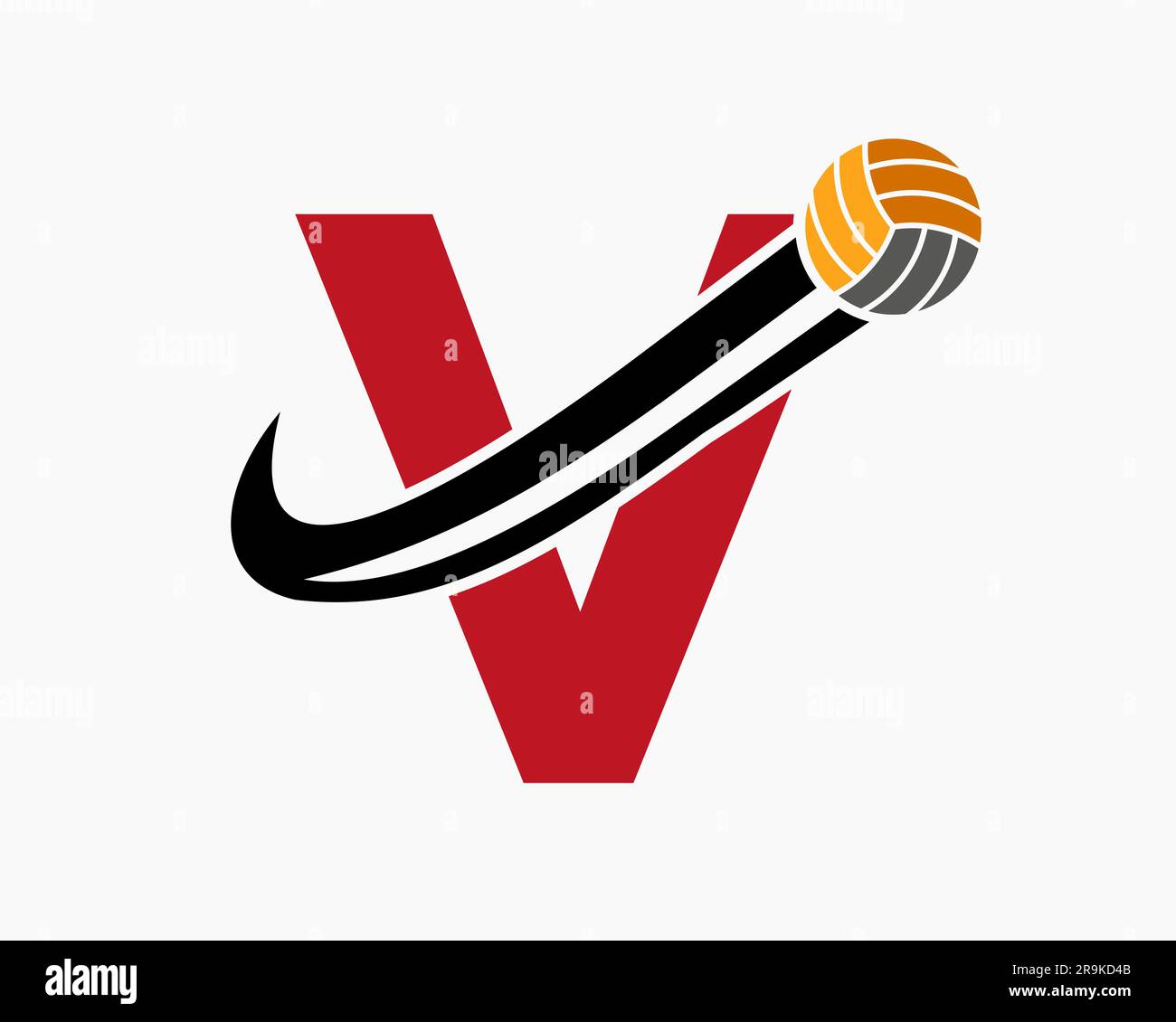 Letter V Volleyball Logo Concept With Moving Volley Ball Icon ...