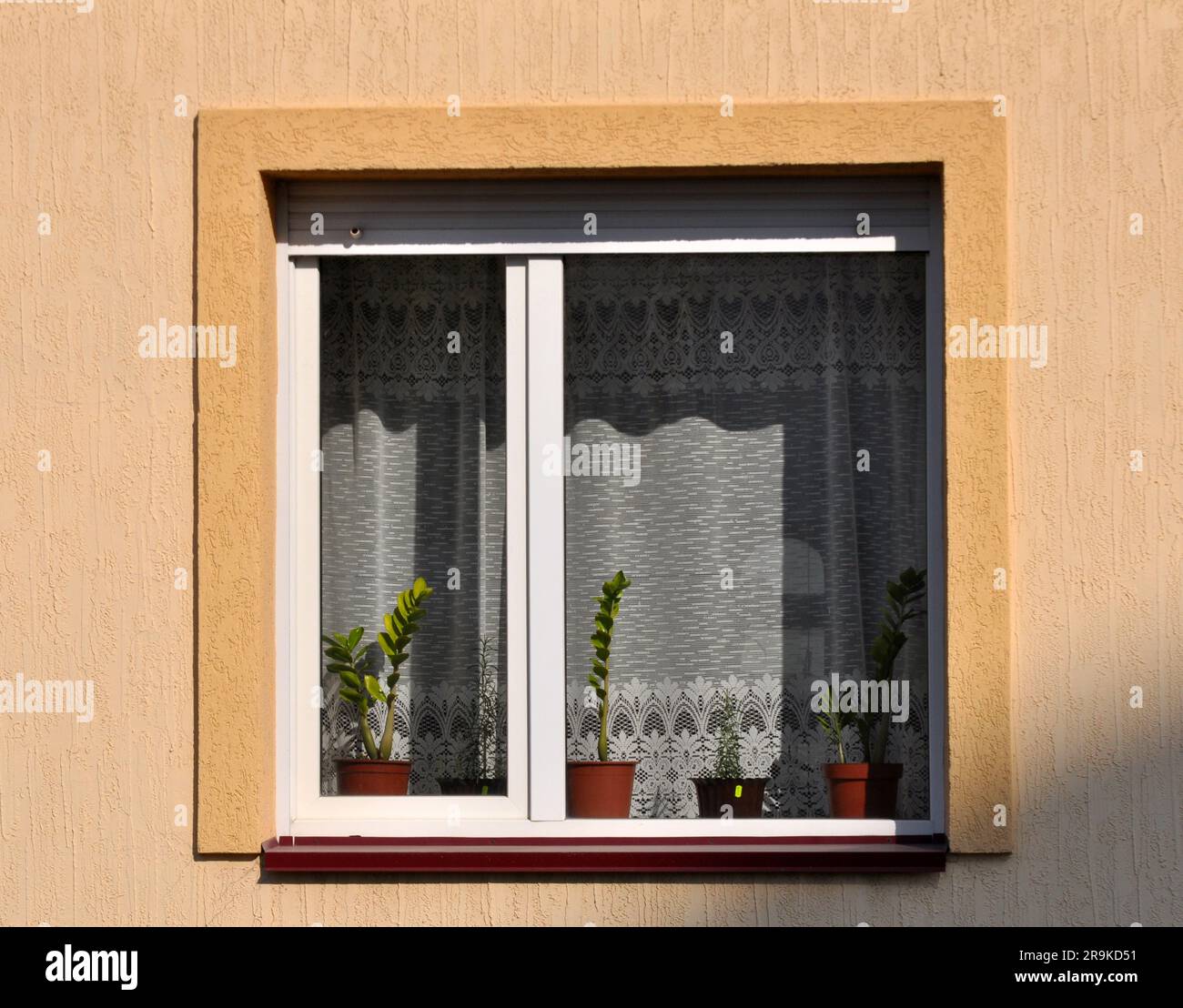 View and design of a metal-plastic window from the outside Stock Photo - Alamy