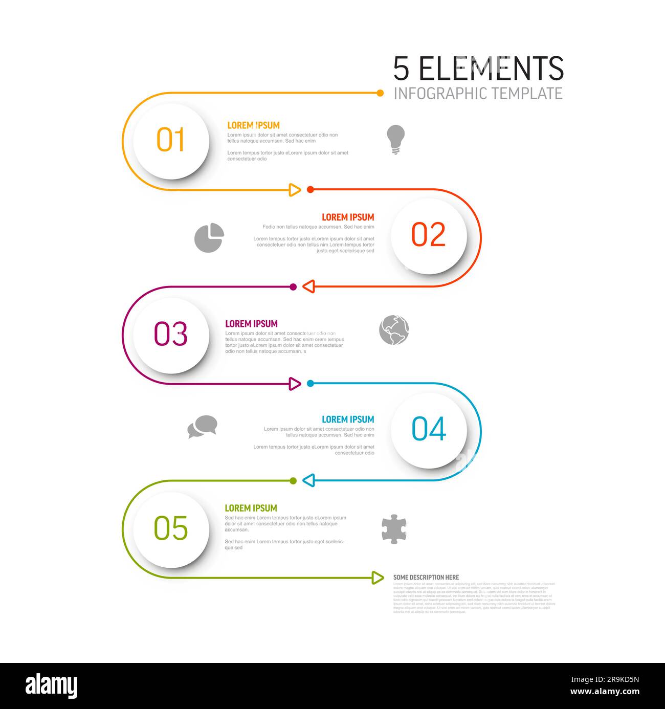 Vector light Infographic template with white circle step cards, icons ...