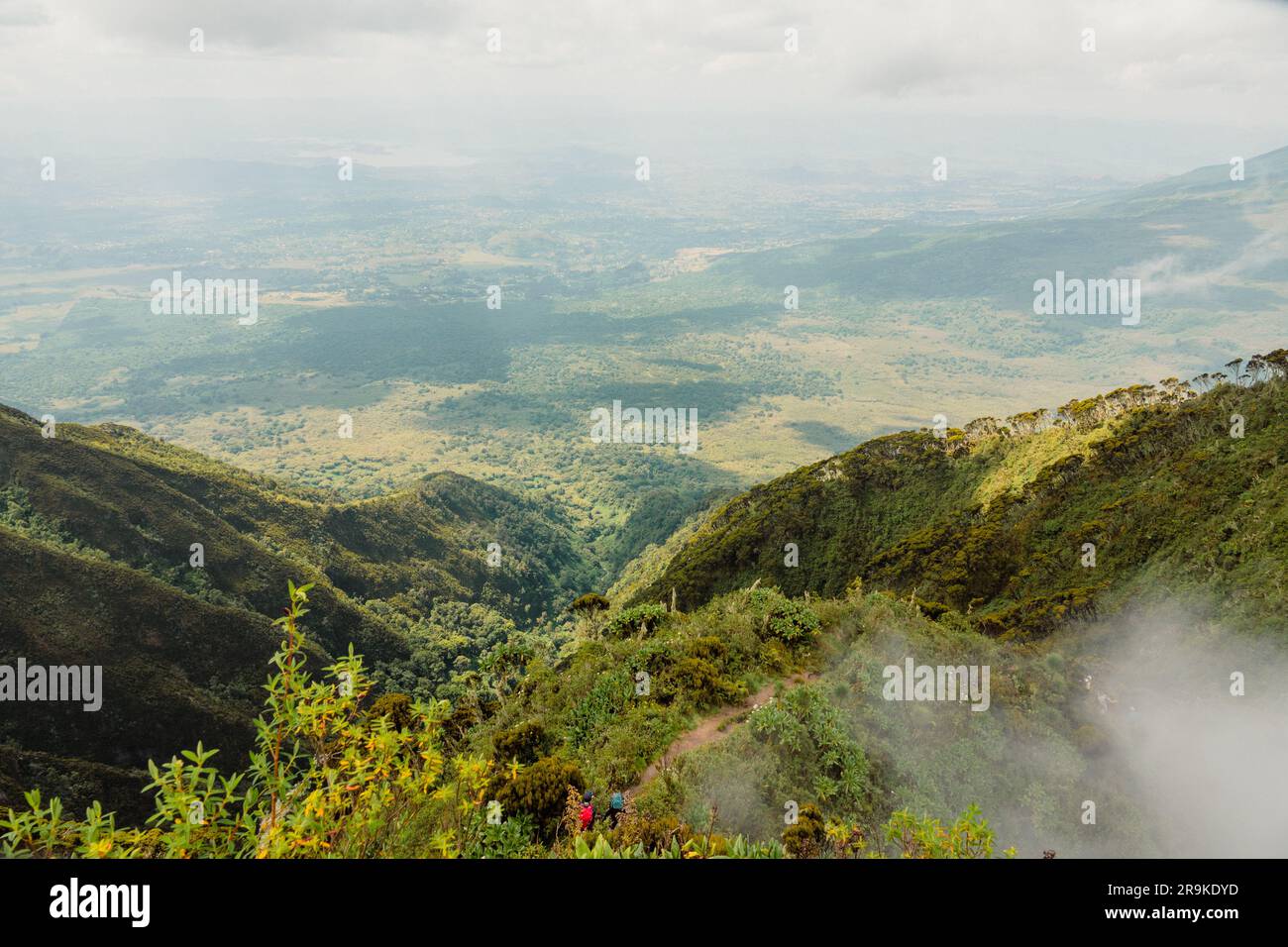 Scenic view of Kisoro township with Mount Muhabura at the background in ...
