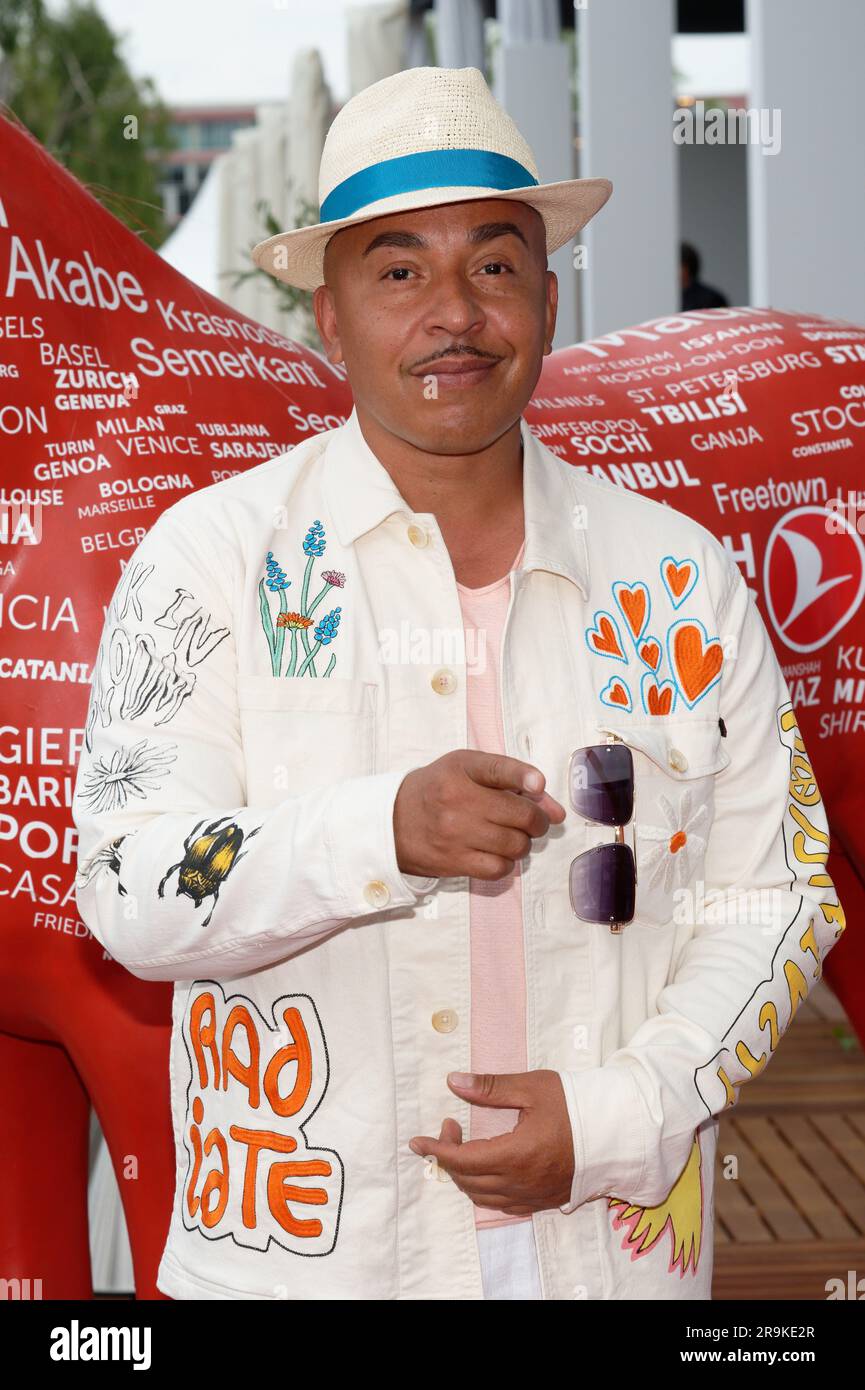 Aachen, Germany. 27th June, 2023. Singer Lou Bega comes to MediaNight ...