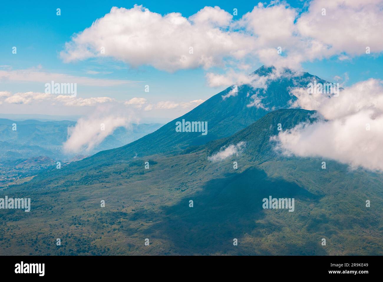Scenic view of Mount Gahinga and Mount Muhabura seen from Mount ...