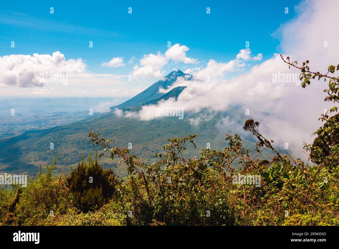 Scenic view of Mount Gahinga and Mount Muhabura seen from Mount ...