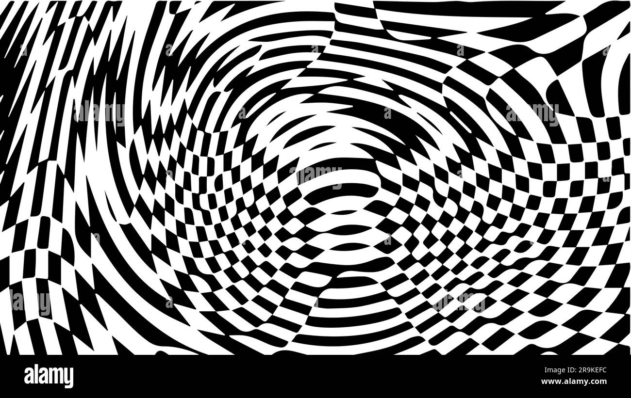 Black and white chess wave pattern. Checker board swirl background ...
