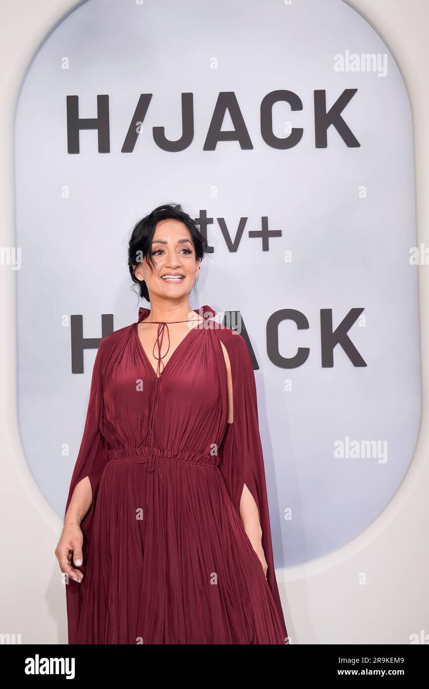 Archie Panjabi attends the Hijack premiere, in London, Tuesday, June 27 ...