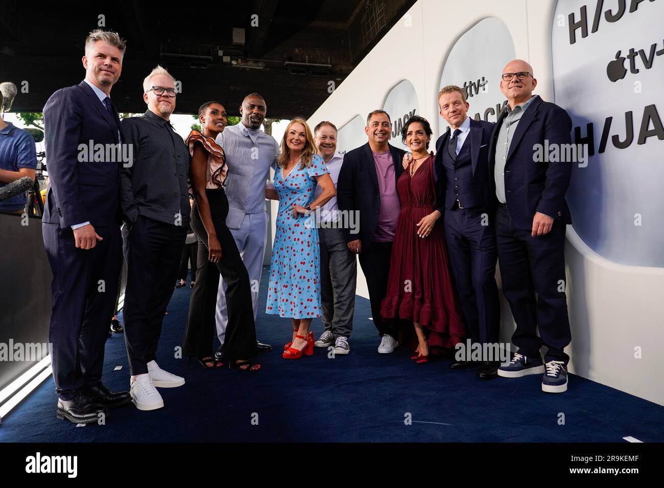 The cast of Hijack pose for a group picture at the premiere, in London ...
