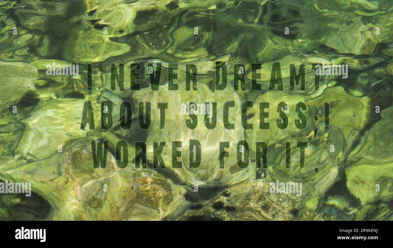 I never dreamt about success. I worked for it. success slogans Stock ...