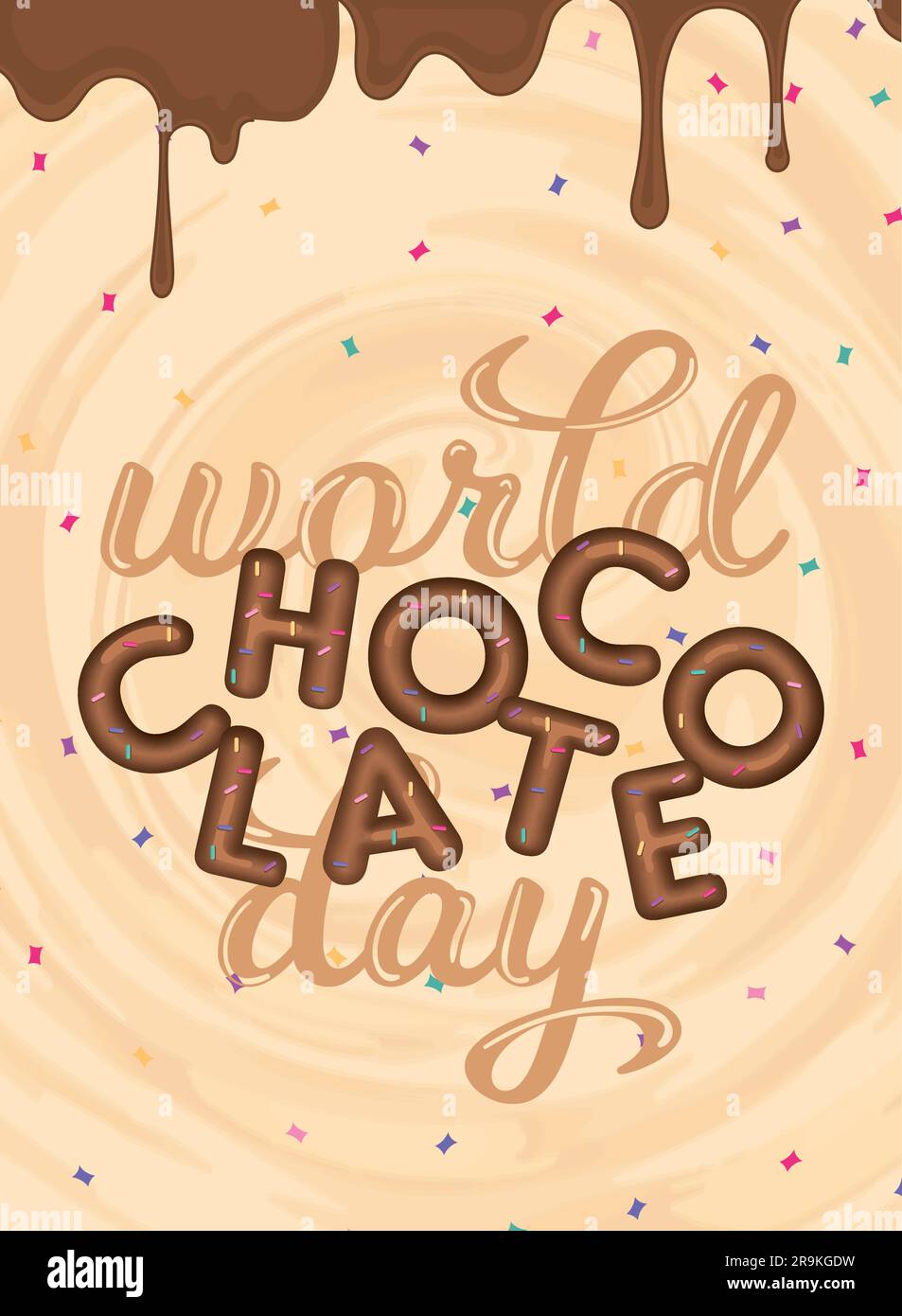 Happy world chocolate day lettering vertical poster Vector Stock Vector ...