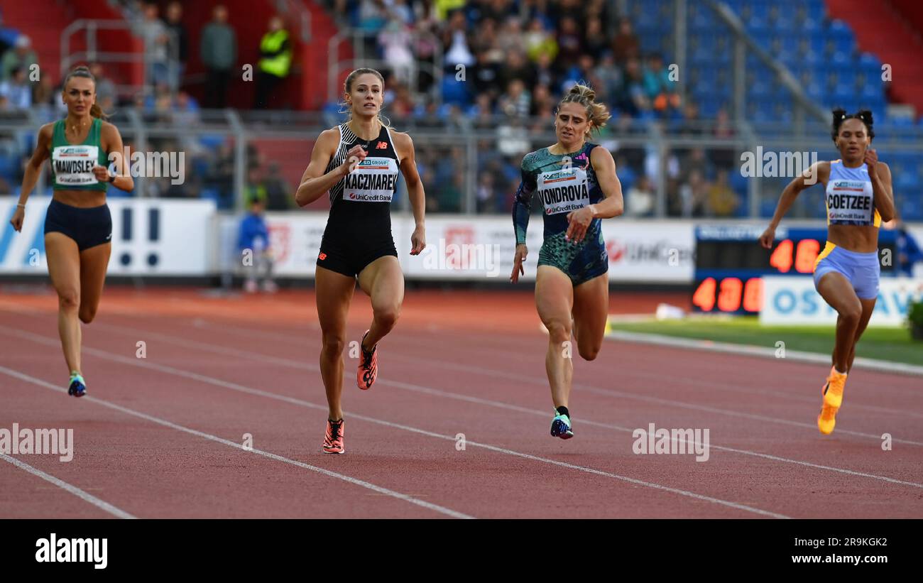 Ostrava, Czech Republic. 27th June, 2023. From left: athletes Sharlene ...
