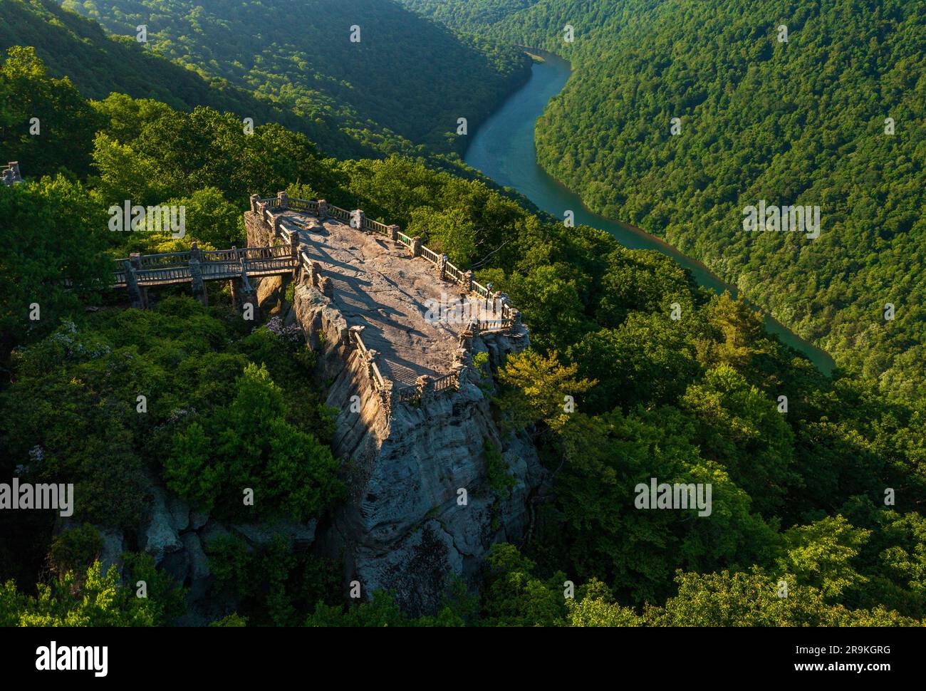Aerial panoramic image of the Cheat River gorge and the Coopers Rock ...