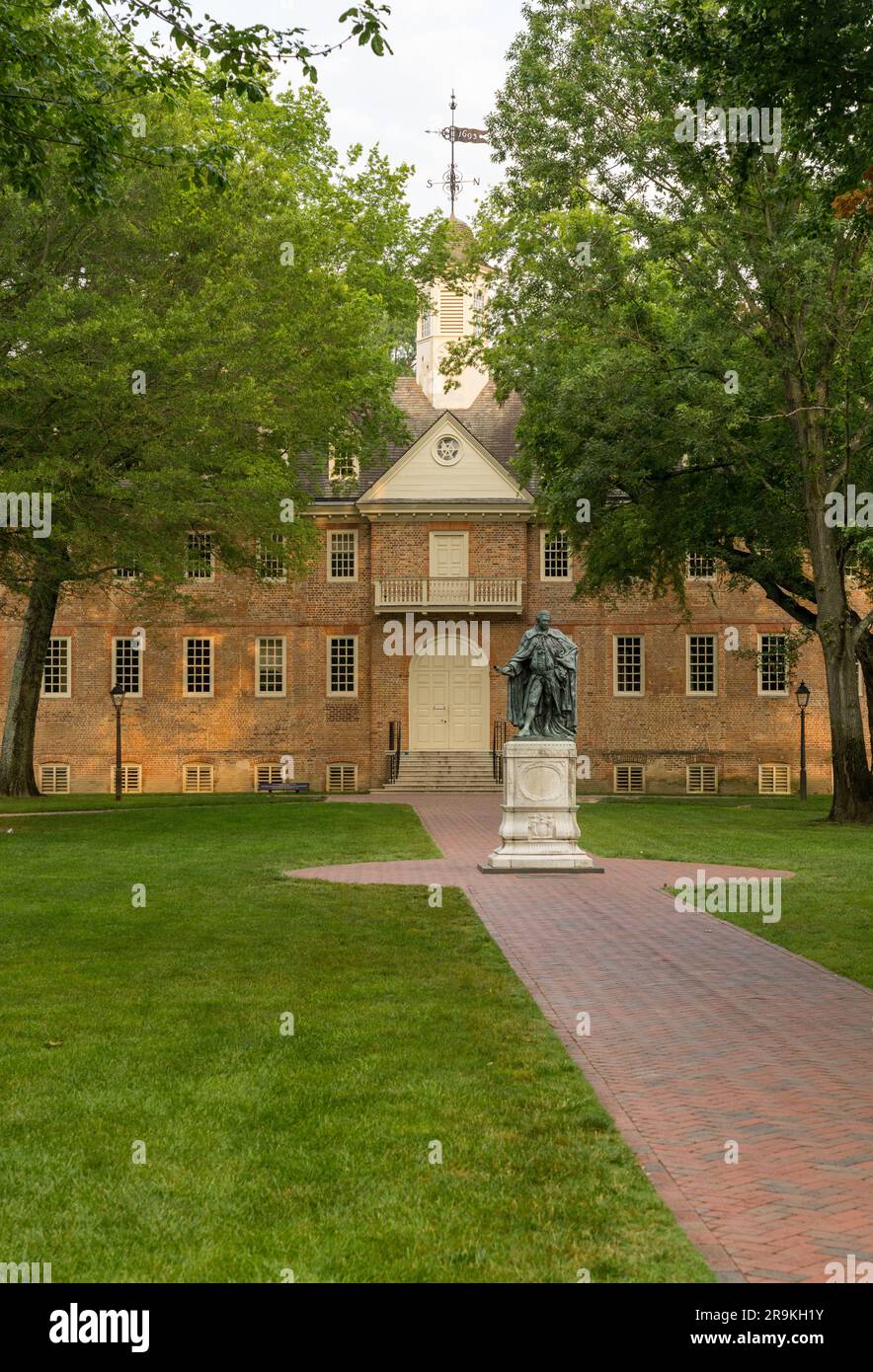 Wren building entrance at William and Mary college in Williamsburg ...
