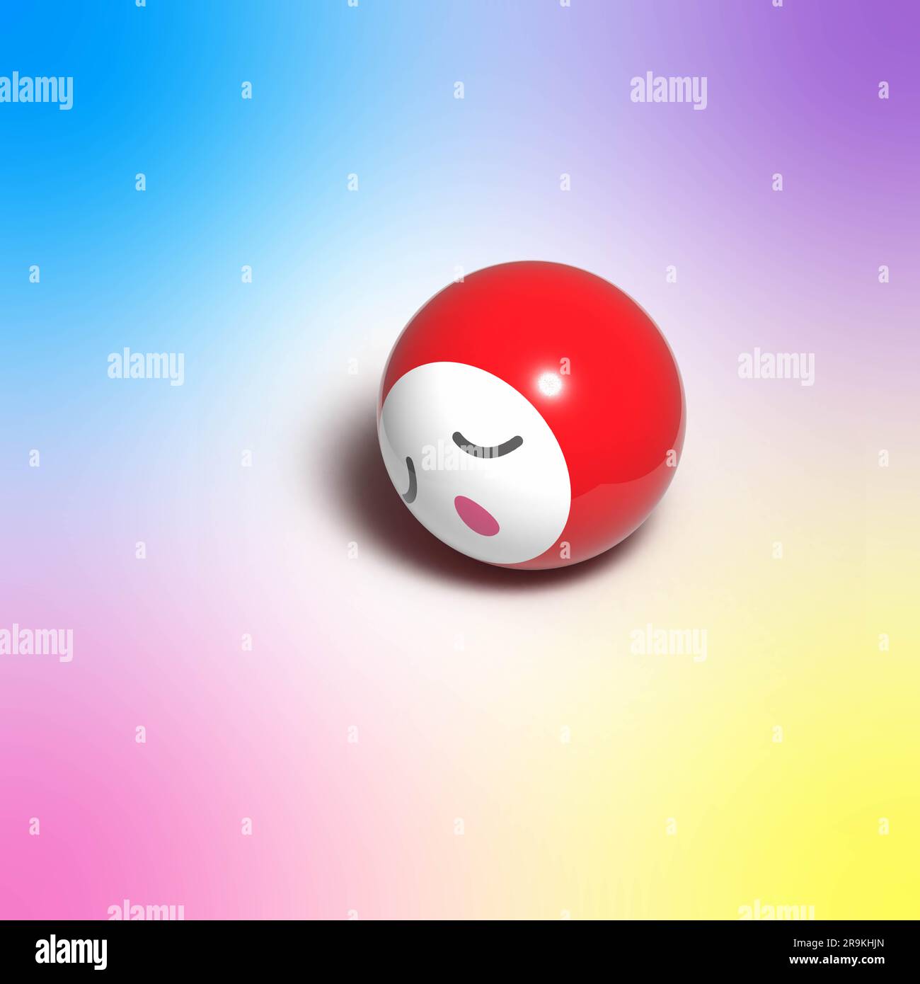 A 3d rendering of a red stress ball with a cartoon sad face against a ...