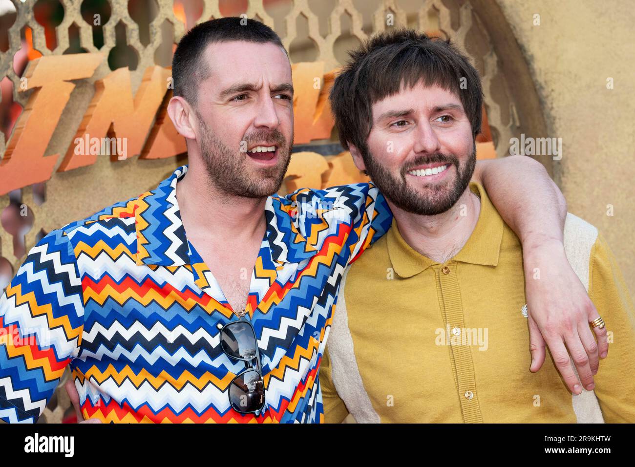 Miles Kane, left, and James Buckley pose for photographers upon arrival ...