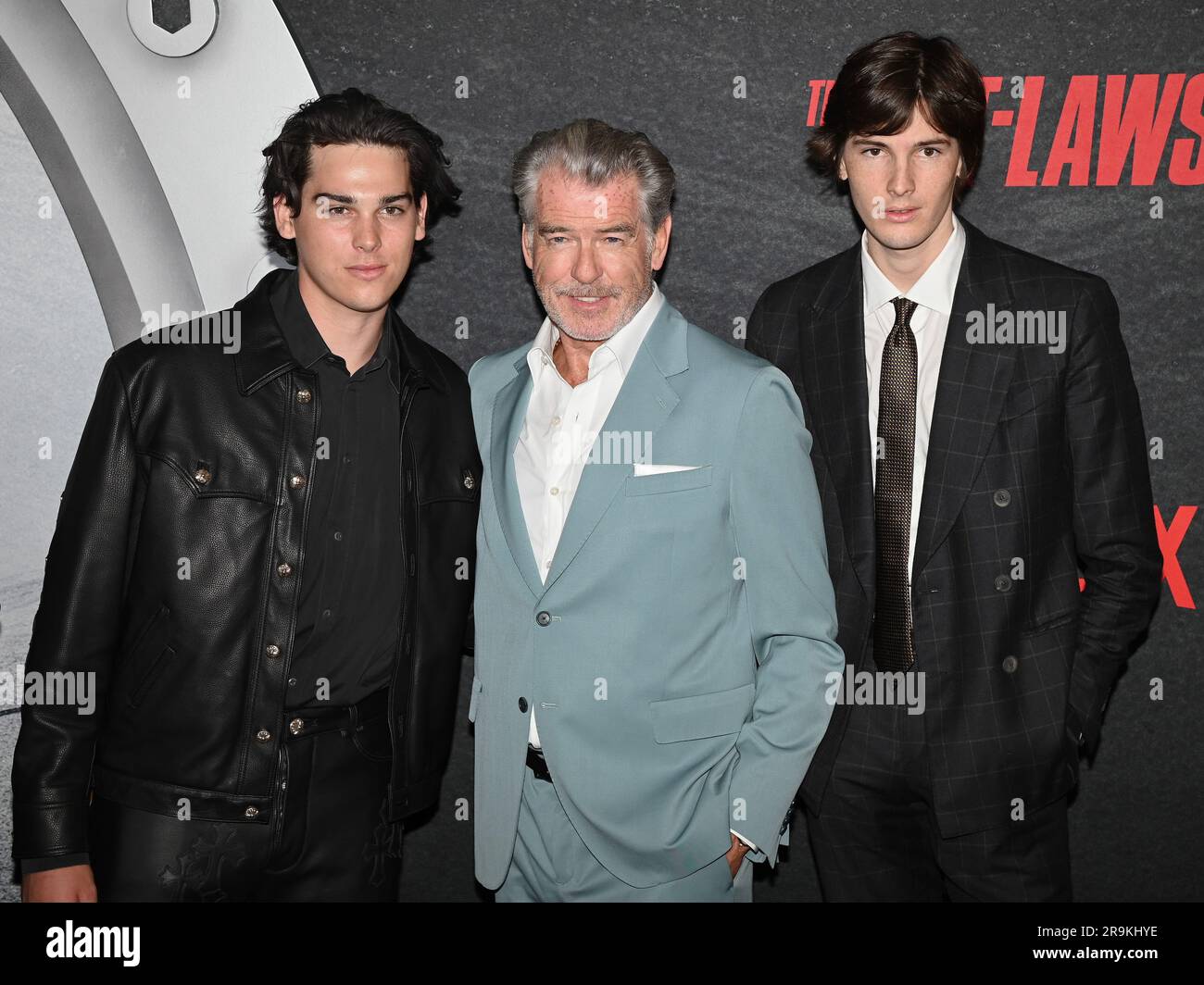 Los Angeles, California, USA. 26th June, 2023. Paris Brosnan, Pierce Brosnan and Dylan Brosnan ...
