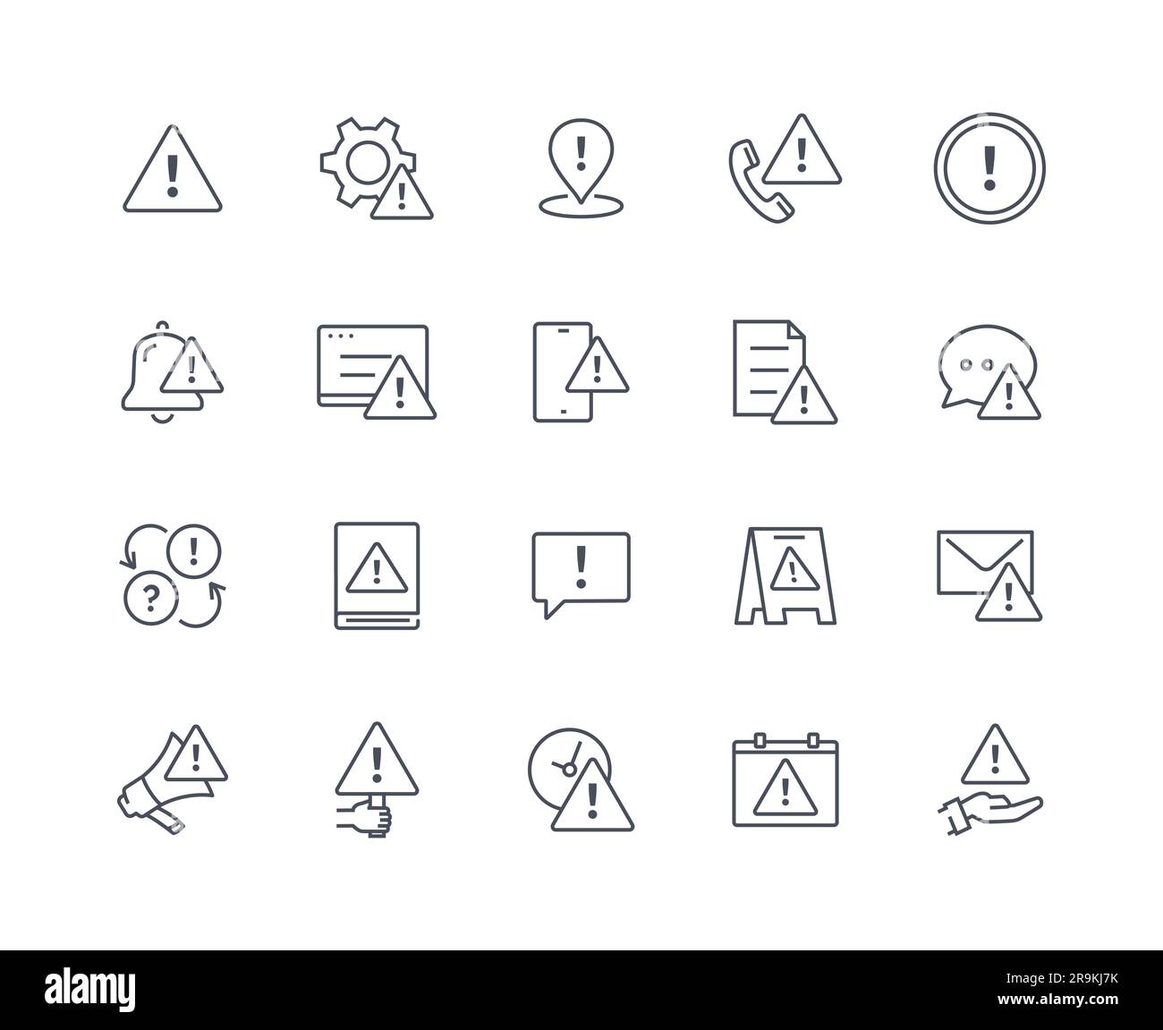 Warning icons outline set Stock Vector Image & Art - Alamy