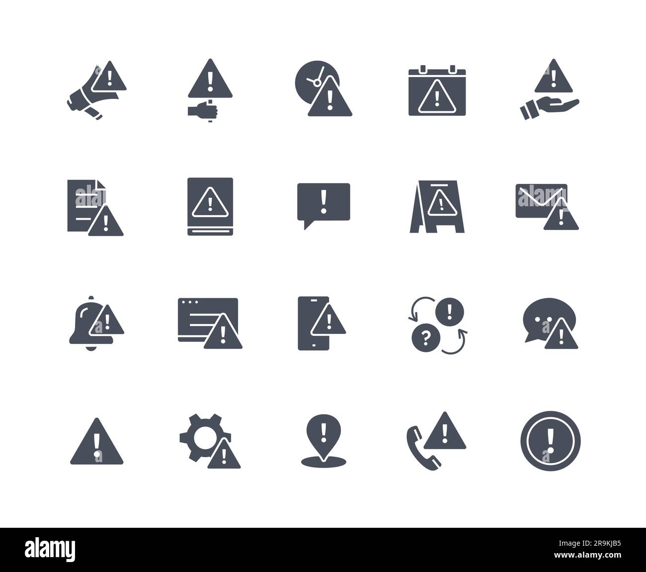 Warning icons black set Stock Vector Image & Art - Alamy